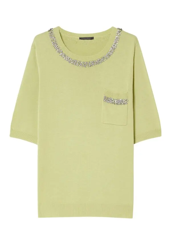 Marina Rinaldi Embellished Short-sleeve Sweater - Yellow