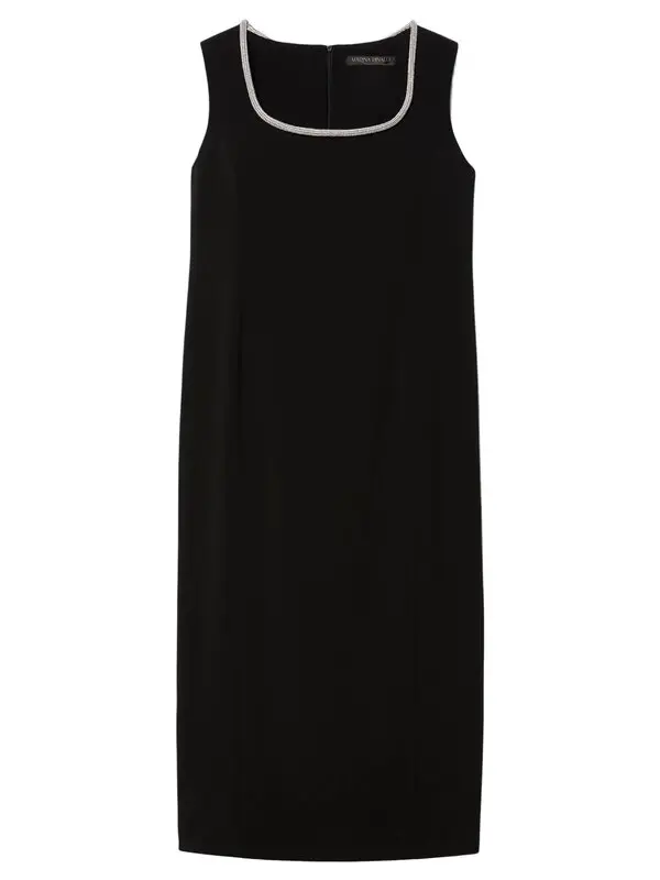 Marina Rinaldi Embellished Square-neck Midi Dress - Black