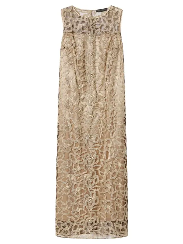 Marina Rinaldi Embroidered Tulle Maxi Dress - Black