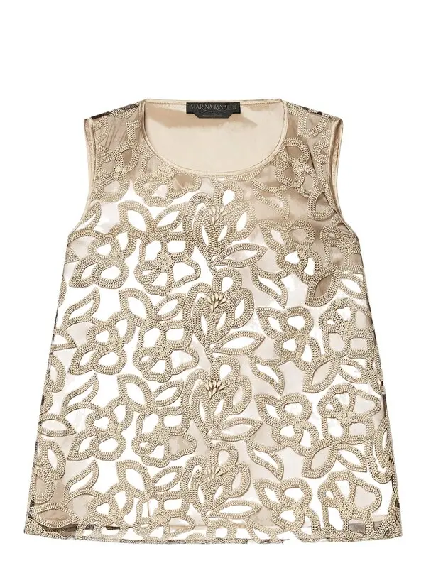 Marina Rinaldi Embroidered Tulle Blouse - Black
