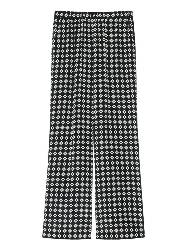 Marina Rinaldi Printed Silk Trousers - Blue