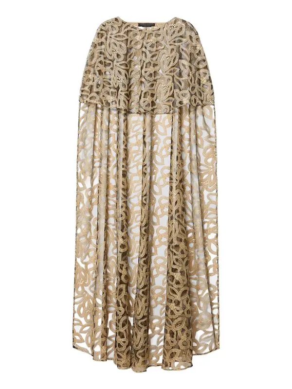 Marina Rinaldi Tulle Embroidered Cape - Black