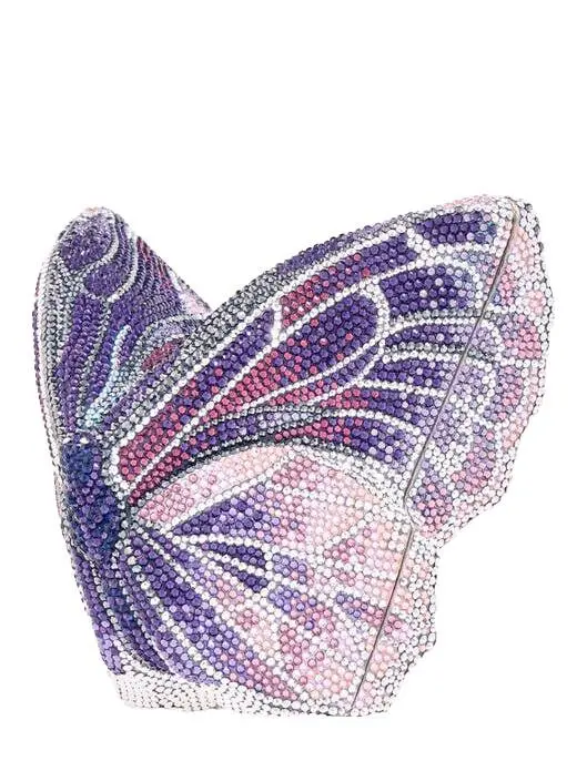 Judith Leiber Butterfly Crystal Clutch - Silver Amethyst Multi