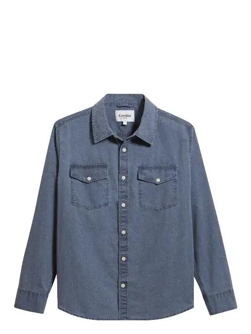 CORRIDOR Pigment Dye Canvas Button-up Shirt - Navy