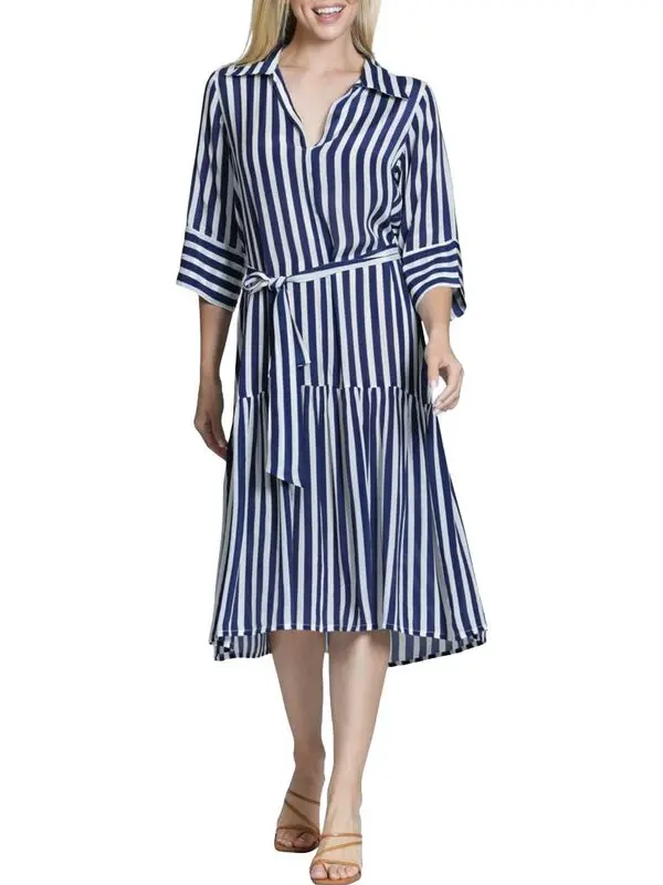 APNY Stripe Shirtdress - Navy