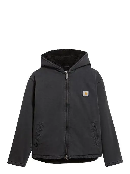 Carhartt Work In Progress Mitch Fleece Lined Hooded Jacket - Black (dusky Canvas)