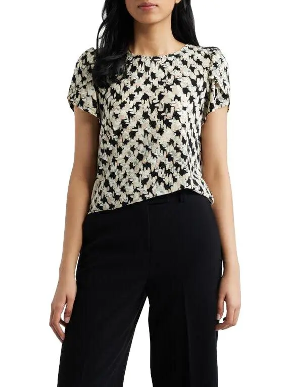Anne Klein Printed Tulip Sleeve Top - Anne Black Multi