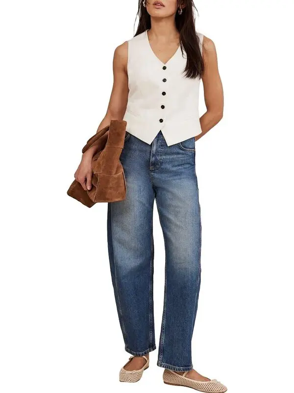 Mint Velvet Barrel Leg Jeans - Blue