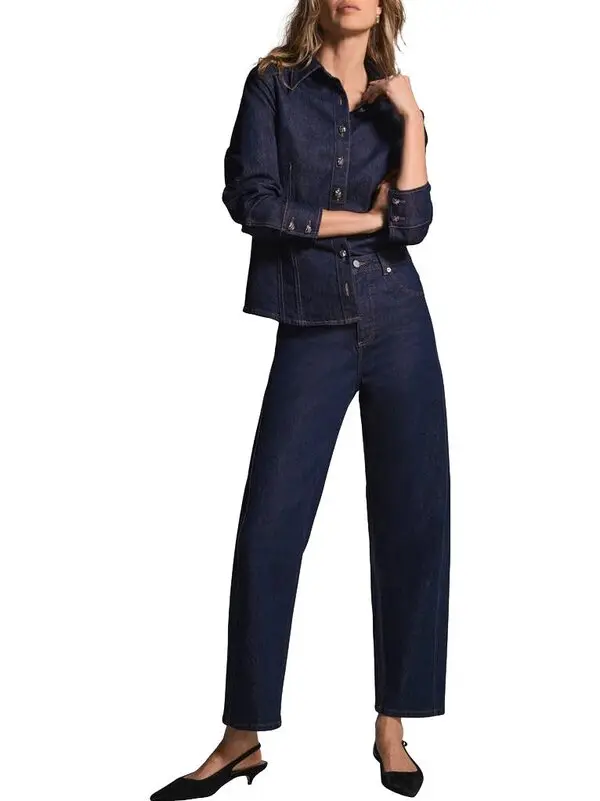 Mint Velvet Barrel Leg Jeans - Navy