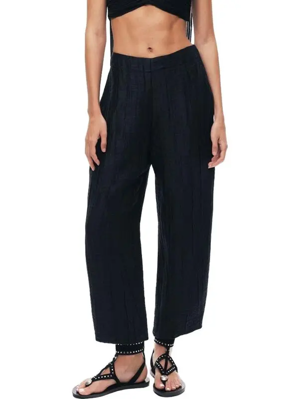 NOCTURNE Relaxed Linen Pants - Black