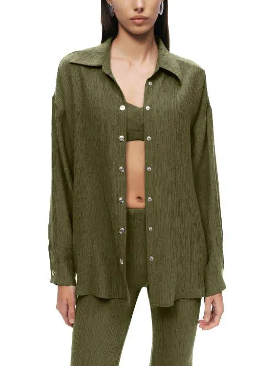 NOCTURNE Relaxed Fit Button-down Shirt - Khaki