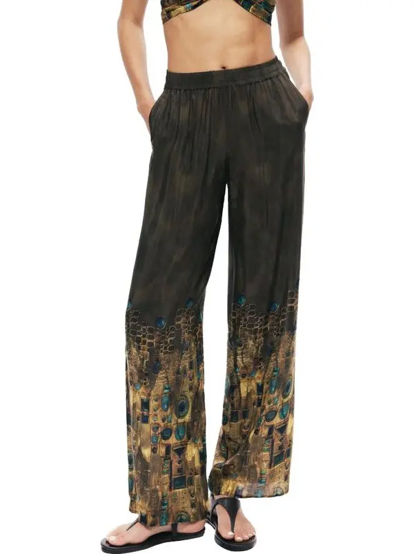 NOCTURNE Printed Straight-leg Pants - Multi-colored