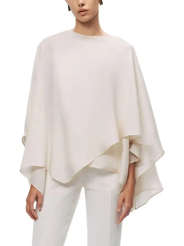 NOCTURNE Fluid Cape Blouse - Ivory