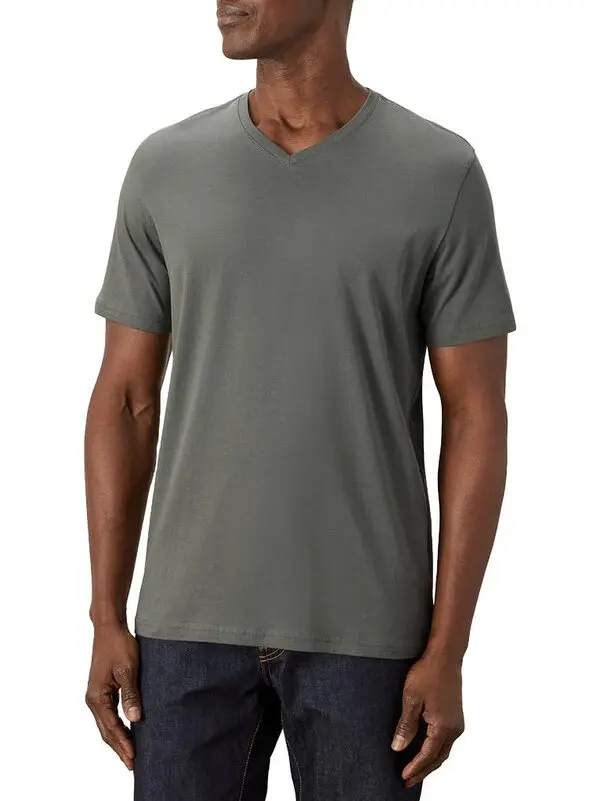 PACT Organic Cotton Softspun Essential V-neck Tee - Castor Green