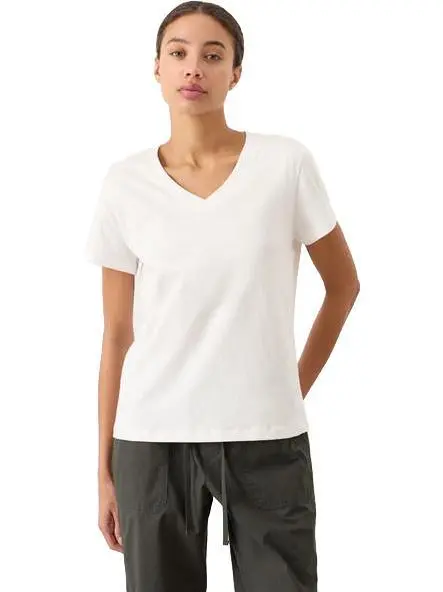 PACT Organic Cotton Softspun Essential V-neck Tee - Cream