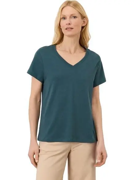 PACT Organic Cotton Softspun Essential V-neck Tee - Deep Aqua
