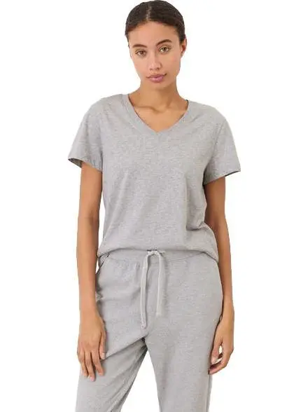 PACT Organic Cotton Softspun Essential V-neck Tee - Heather Grey