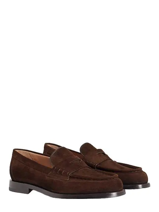 Santoni Suede Penny Loafer - Brown