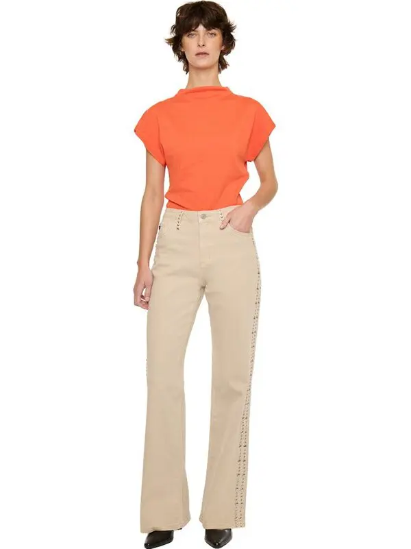KANCAN High-rise Wide Flare Jeans - Ecru