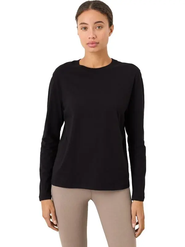 PACT Organic Cotton Softspun Essential Crewneck Long Sleeve Tee - Black