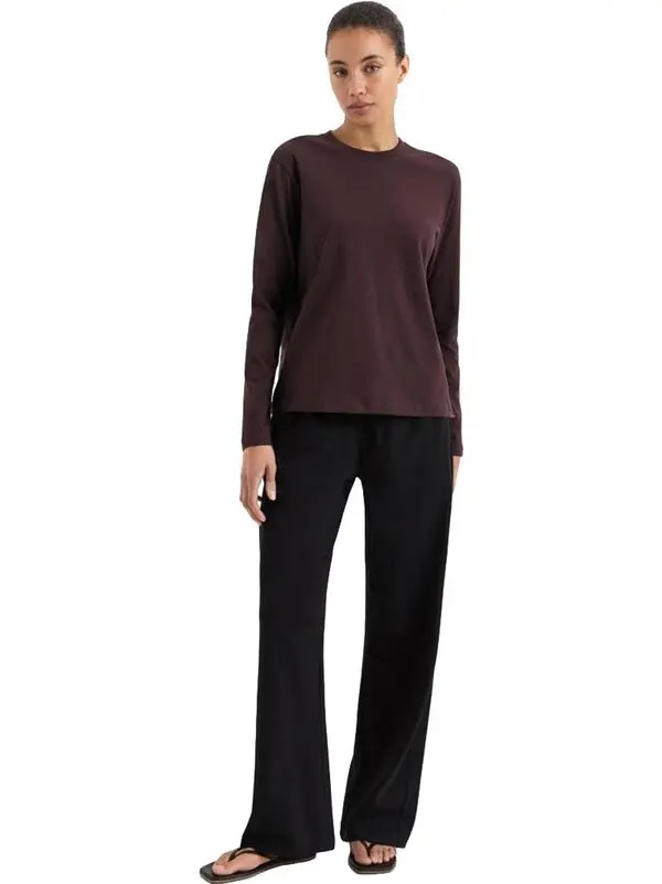 PACT Organic Cotton Softspun Essential Crewneck Long Sleeve Tee - Plum