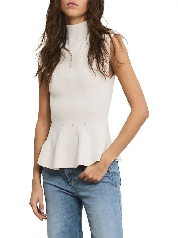 Veronica Beard Seraphine Sleeveless Turtleneck Sweater - Off White