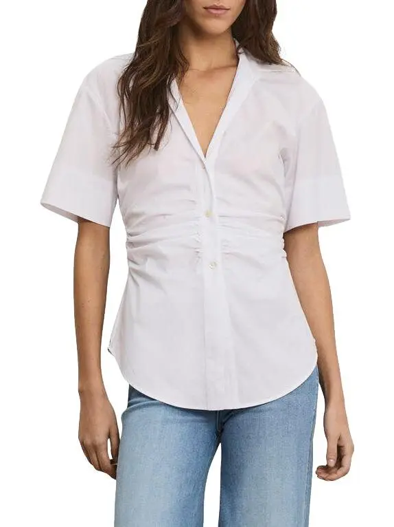 Veronica Beard Devra Ruched Shirt - White