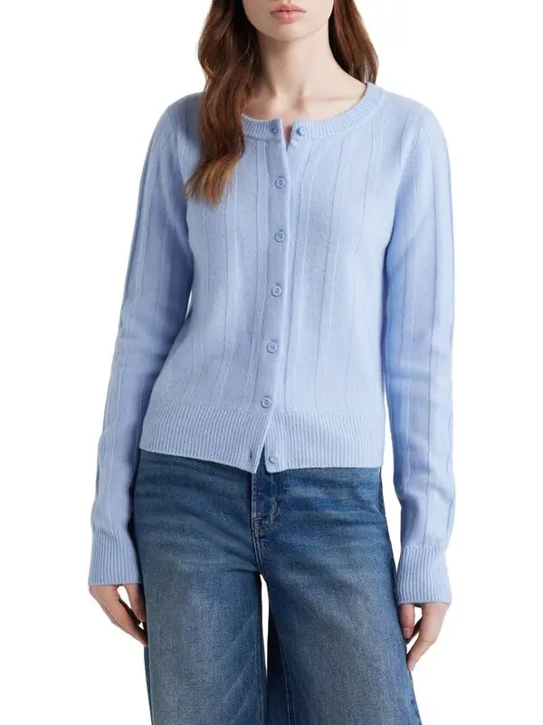 REFORMATION Hannah Merino Wool Cardigan - Ice Water