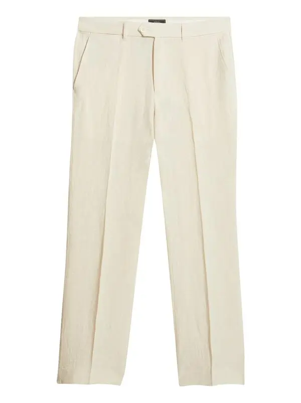 PERCIVAL Flat Front Linen Chinos - Cream