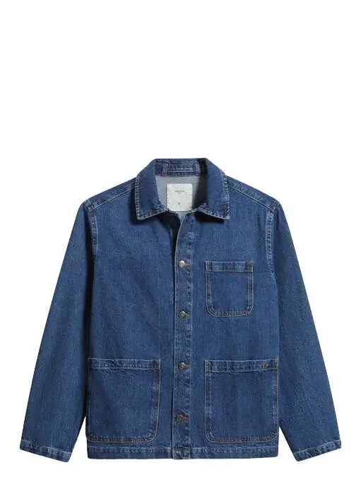 PERCIVAL Gove Cotton Denim Chore Coat - Mid Wash Blue