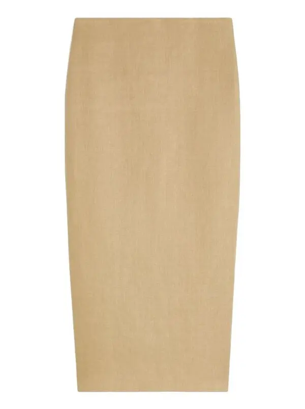 Max Mara Slim-fit Linen Twill Midi Skirt - Camel