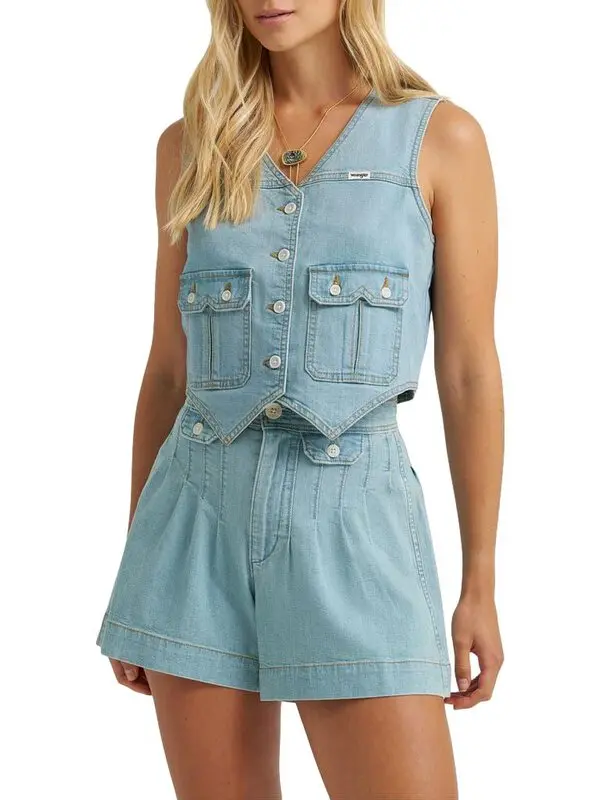 Wrangler Western Denim Vest - Pale Denim