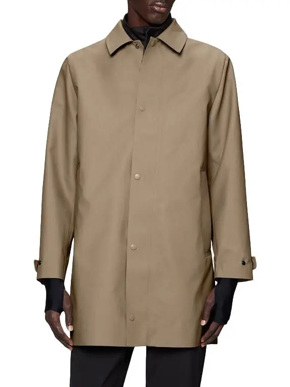 Rains Nara Waterproof Longline Rain Jacket With Removable Hood - Beige