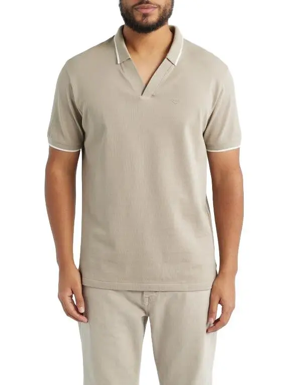Emporio Armani Piqué Johnny Collar Polo - Solid Dark Beige