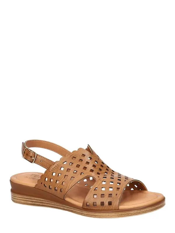 EASY WORKS BY EASY STREET Martella Slingback Wedge Sandal - Cognac