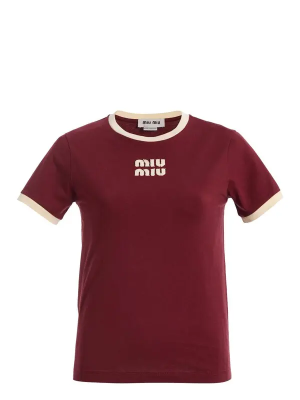 Miu Miu Cotton Jersey T-shirt - Burgundy