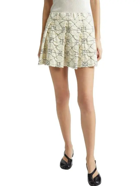 YANYAN June Pleated Jacquard Miniskirt - Ivory