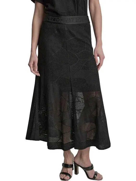 Dkny Croton Lace Midi Skirt - Black