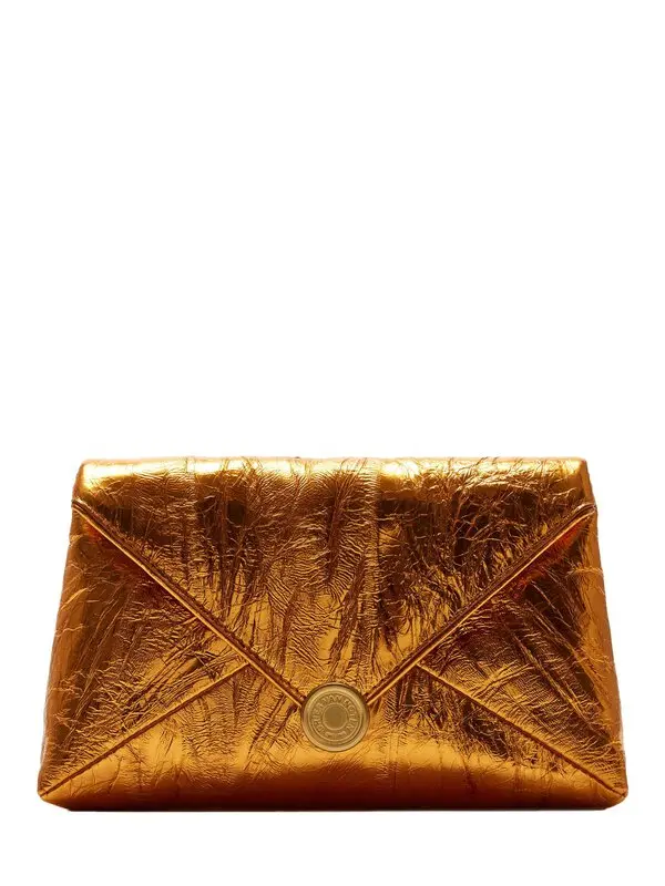 Dries Van Noten Metallic Leather Envelope Clutch - Gold