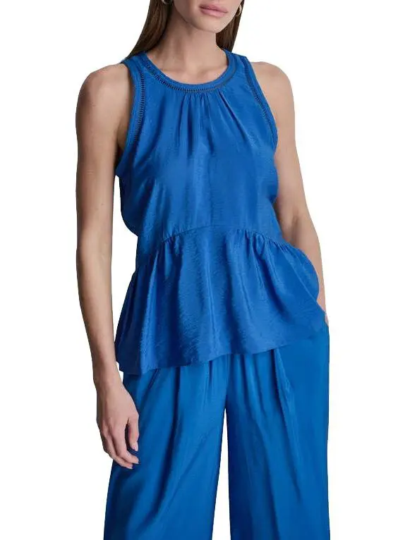 Dkny Ladder Lace Detail Sleeveless Top - Cobalt