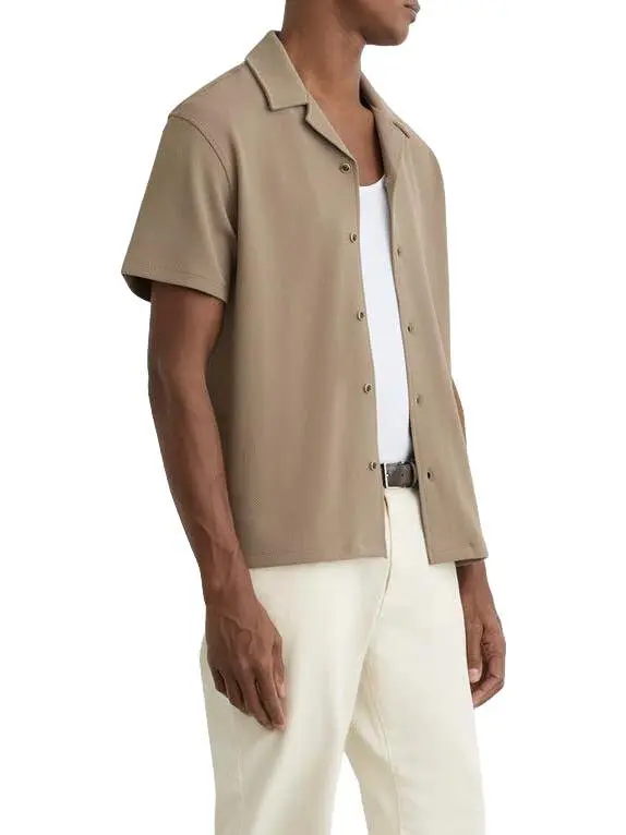 REISS Cedric Camp Shirt - Camel Brown