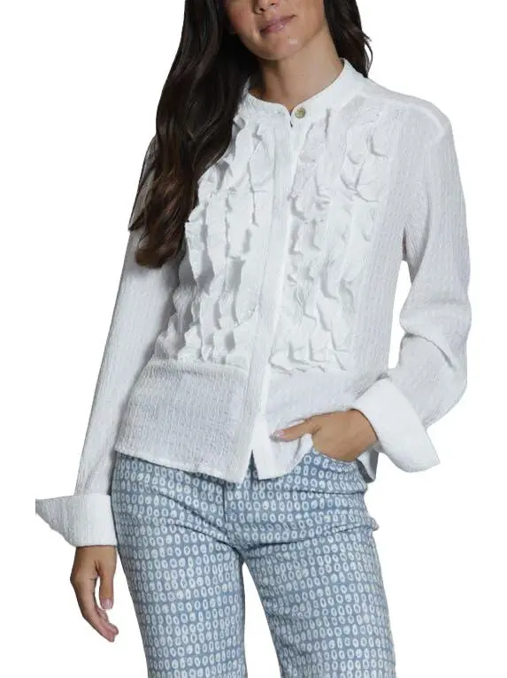 APNY Ruffled Button-up Top - White