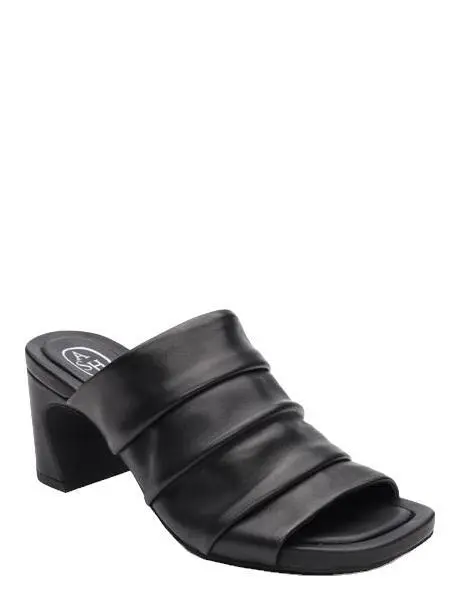 Ash Leather Slide Sandal - Black