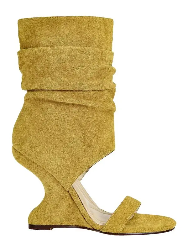 AZALEA WANG Slouch Wedge Sandal Bootie - Mustard