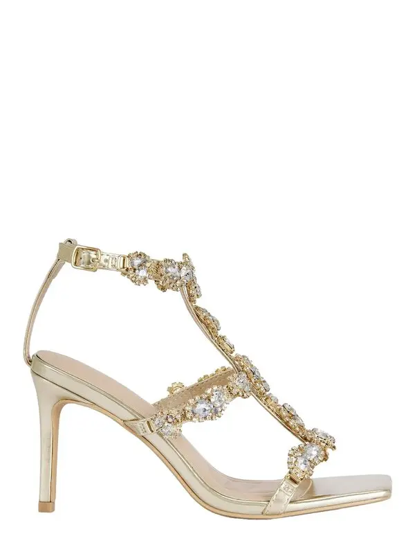 AZALEA WANG Rhinestone Stiletto Sandal - Gold