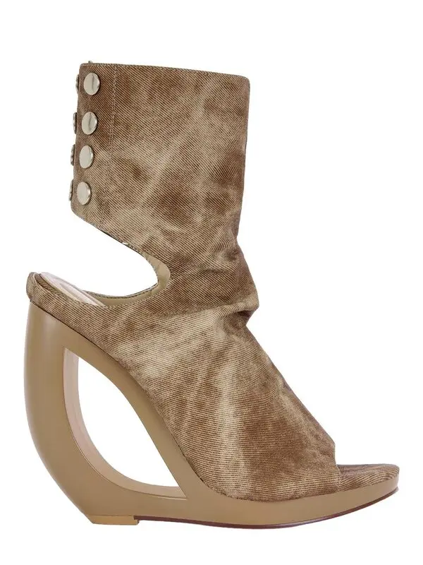 AZALEA WANG Peep-toe Wedge Sandal Bootie - Brown