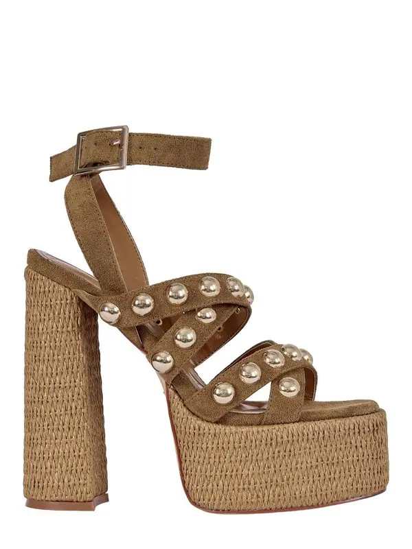 AZALEA WANG Yara Block Sandal - Brown