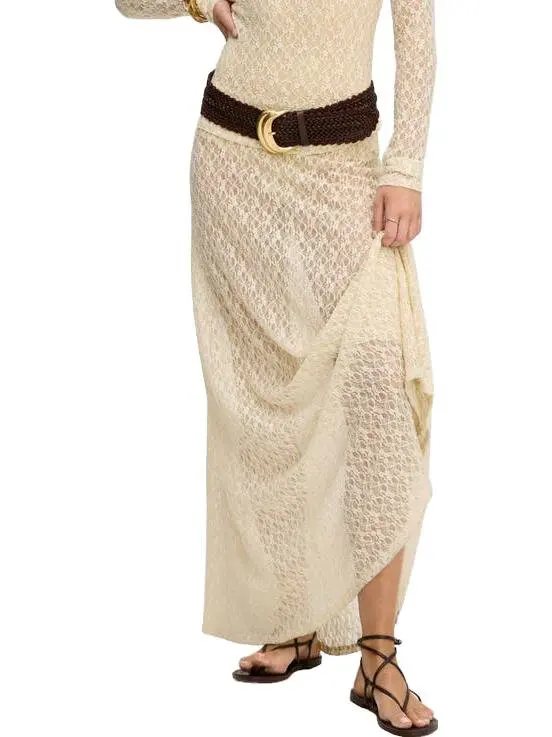 Sam Edelman Lace Knit Maxi Skirt - Almond