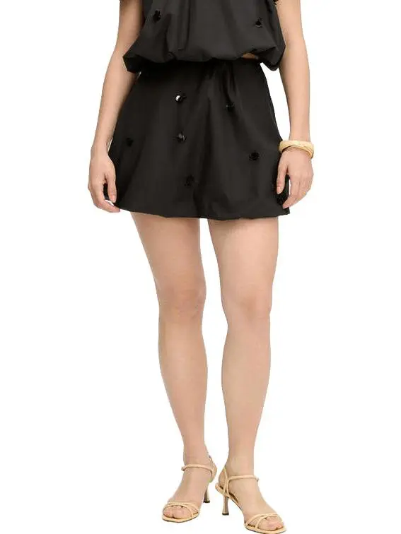 Sam Edelman Embellished Cotton Miniskirt - True Black