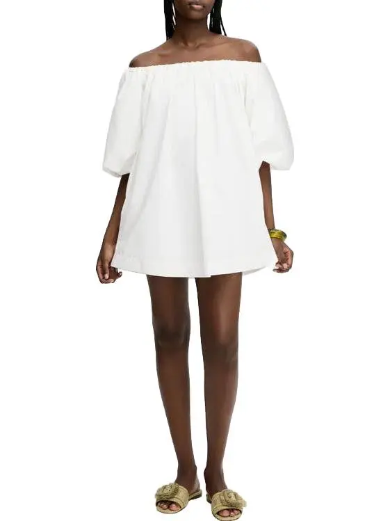 Sam Edelman Bubble Sleeve Off-the-shoulder Mini Dress - Bright White